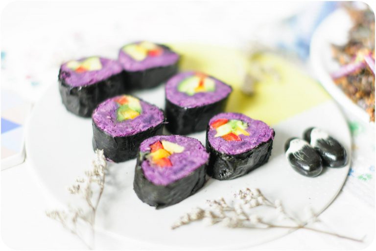 Purple Sweet Potato Sushi | The Floral Vegan
